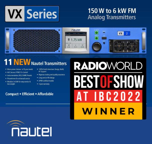 VX Series win Radio World "Best of Show" Award at IBC 2022 - Nautel Broadcast